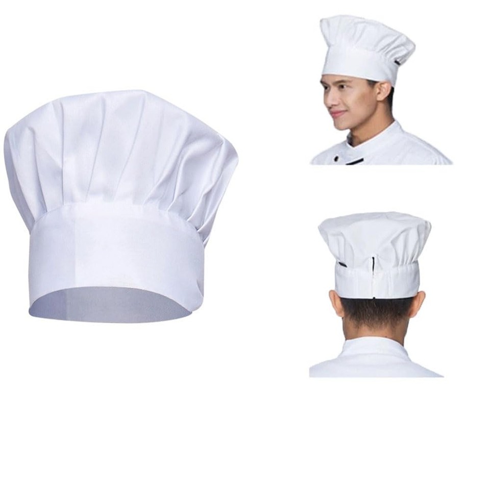 Set of 2 Chef Apron Hat Adjustable Apron with Butcher Hat Baker Costume ...