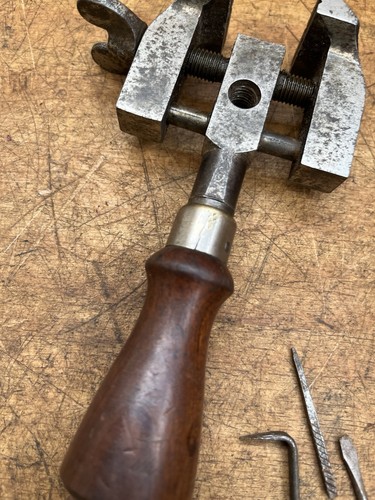 Vintage Millers Falls USA Hand Held Vice, Rosewood Handle Screw Cap ...