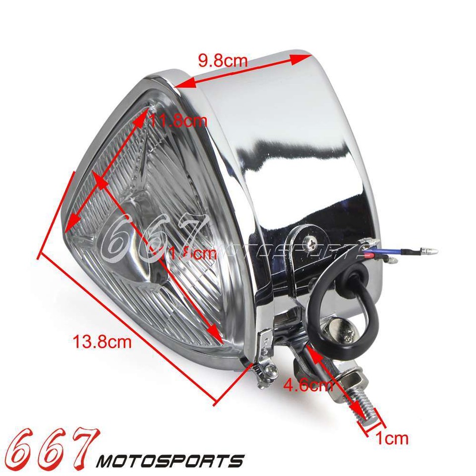 Retro Vintage Motorcycle Triangle Headlight For Harley Bobber Chopper ...