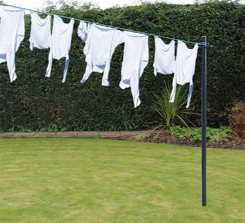 2x Galvanised Clothes Post Pole Washing Line Airer 30M PVC Dryer Line ...
