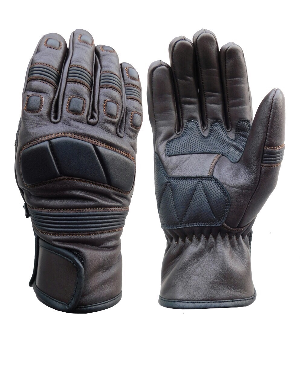 Men's Leather Street Motorcycle Protective Cruiser Stealth Brown Glove ...