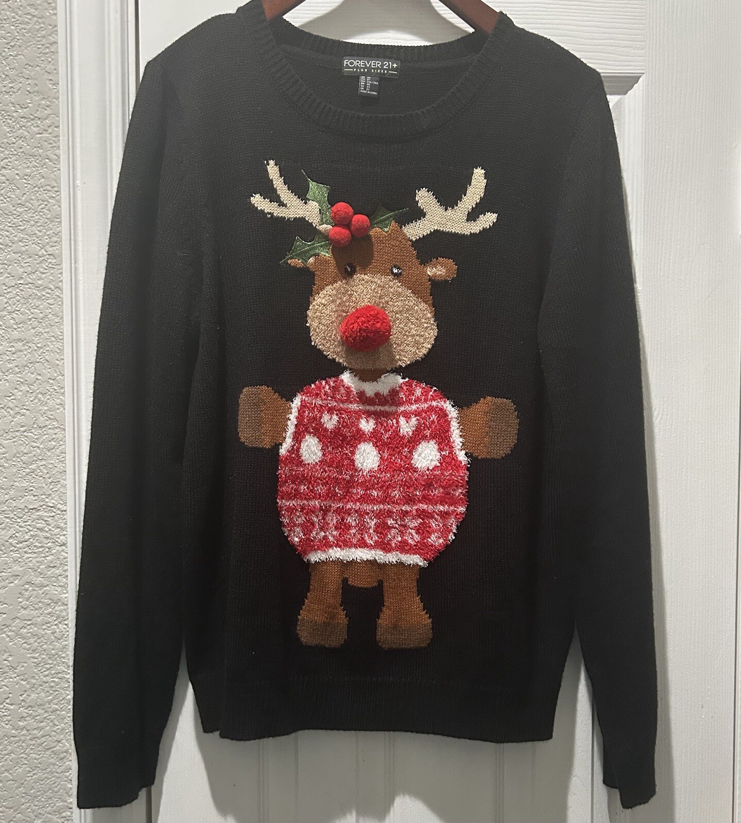 Rudolph Reindeer “Ugly” Christmas Sweater Size 2X Forever 21 Plus Size ...