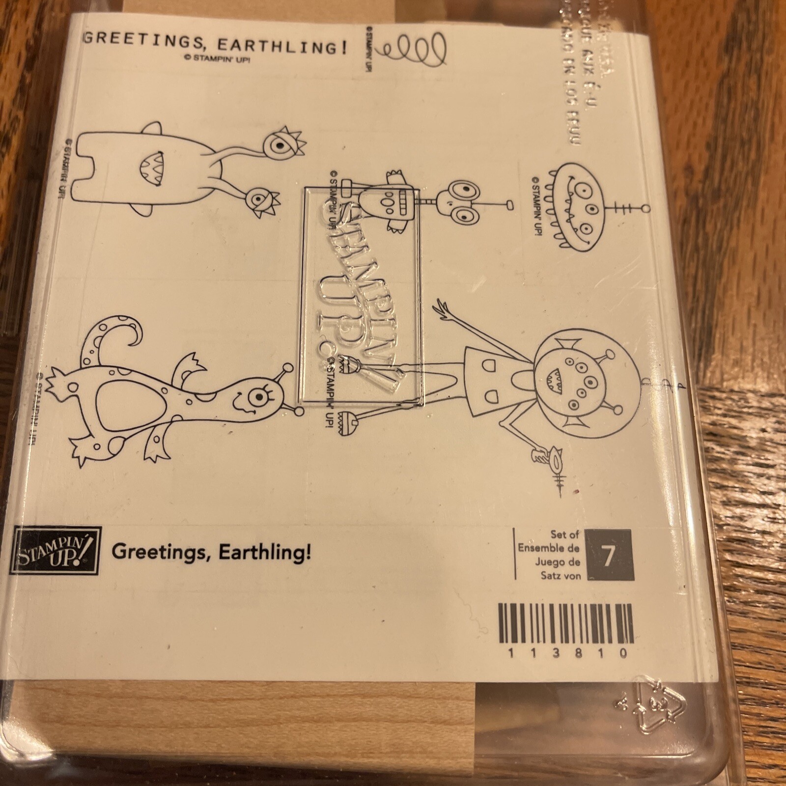 Stampin Up GREETINGS EARTHLING wood mount stamps alien space monster ...