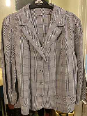 Vintage 60/70’s Handmade Grey/Black Check Cropped Rayon Jacket-Blouse ...
