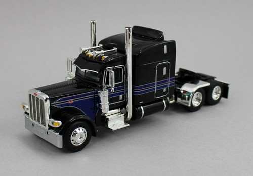 DCP 1:64 *BLACK & BLUE* Peterbilt 389 63" Mid-Roof Sleeper Semi Truck ...