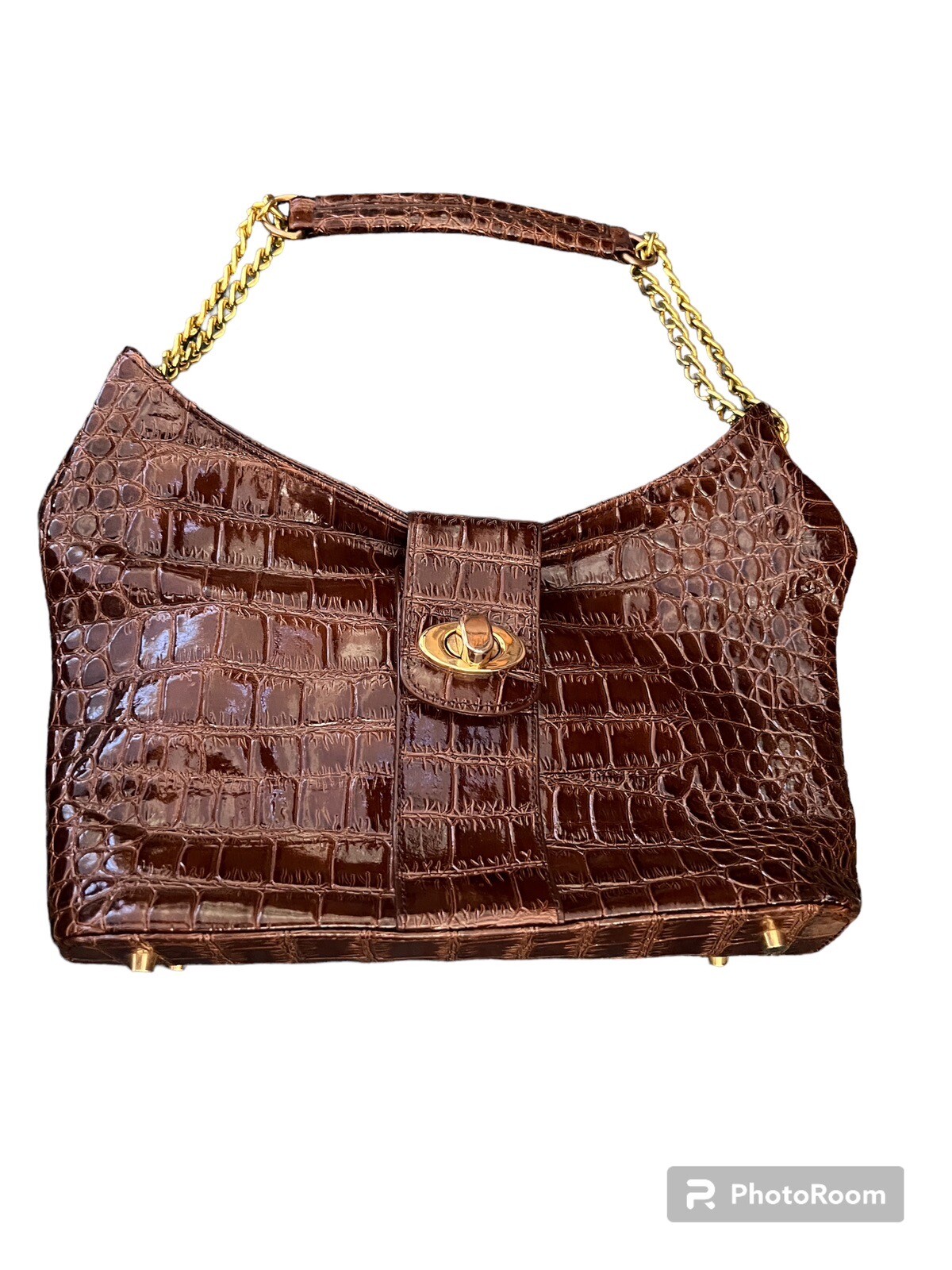 Muska Italian Croco Embossed Leather Handbag! - Gem