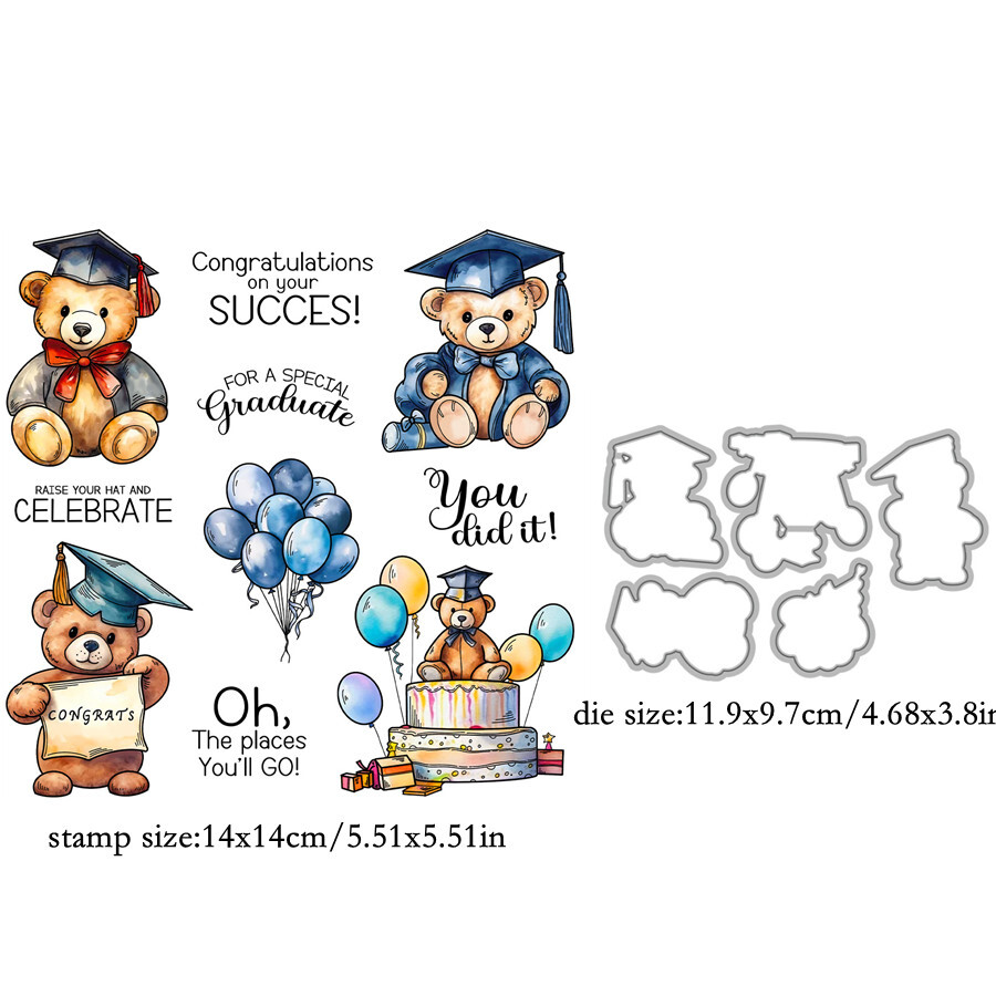 Graduation Grad Metal Cutting Dies Clear Stamps Set Card Making ...