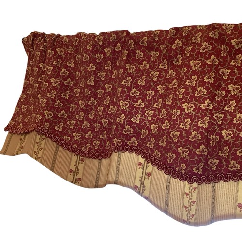Waverly Floral Curtain Valances Pair 15x51 Red Gold Traditional ...