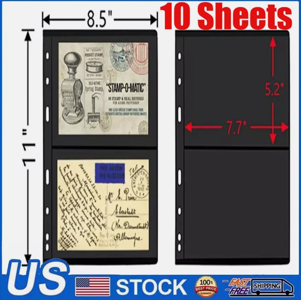 Collectors Stamp Pages for Stamp Album Binder, 10 Sheet, 2 Rows Pages ...