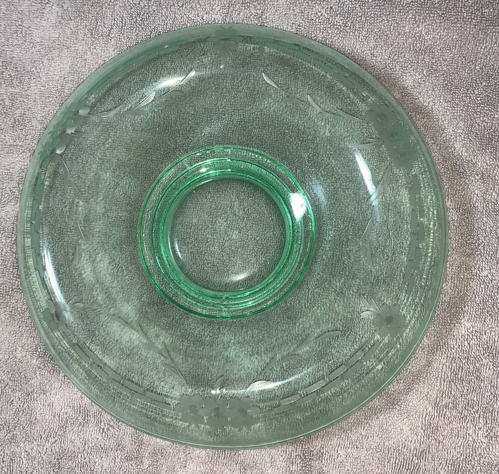 Vintage Green Uranium Depression Glass Rolled Edge Center Console Bowl ...
