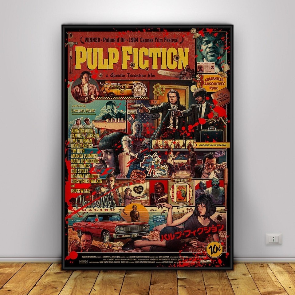 Pulp Fiction Retro Poster, Movie Wall Art | eBay
