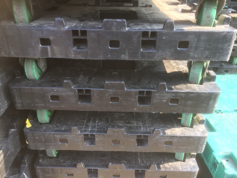 6 X LT Heavy Duty Wheeled 600 x 800mm Tote Crate Double Dolly 400kg ...