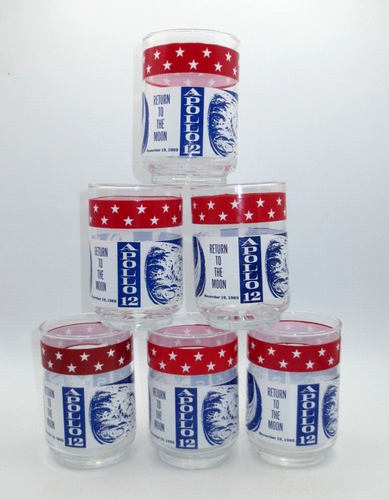 VINTAGE LIBBEY "APOLLO 12" MOON MISSION GLASSES - SET OF 6 - NOS | eBay