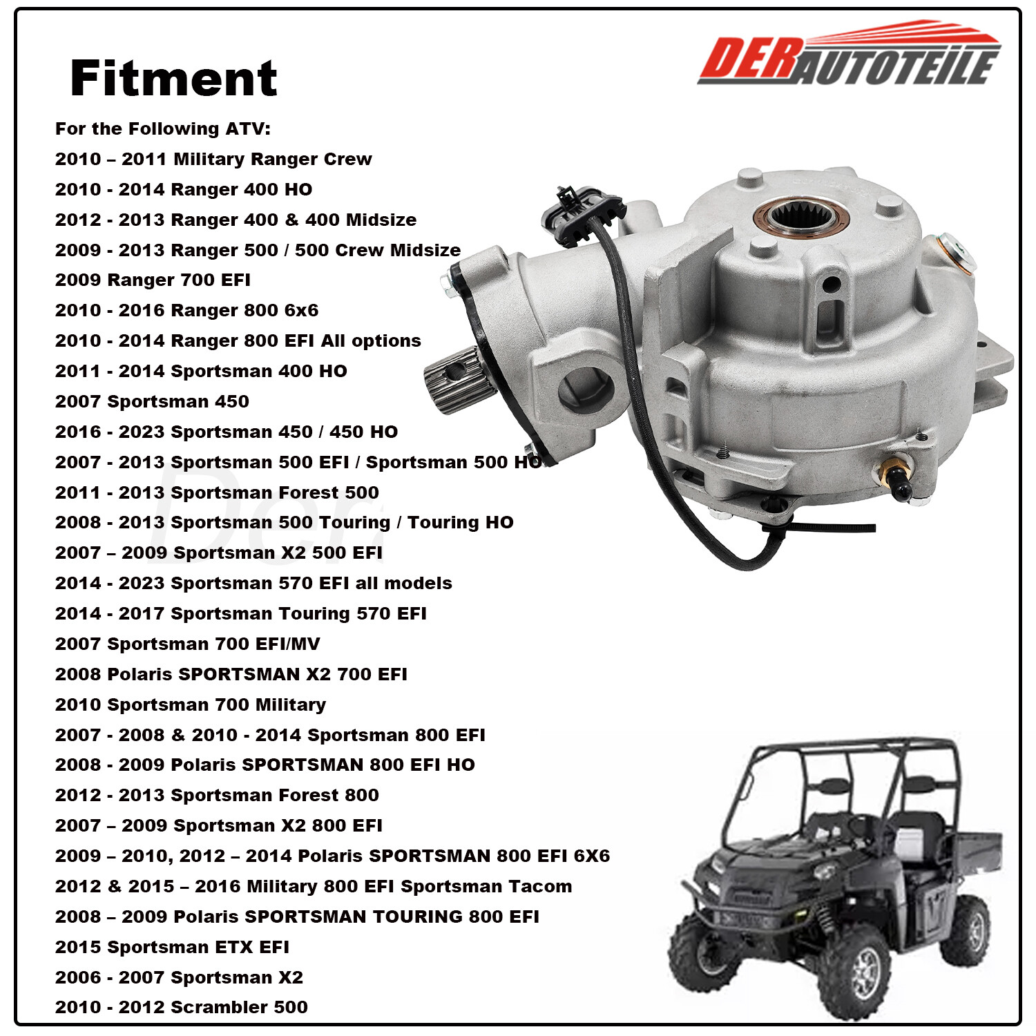 Fits Polaris Ranger / Sportsman / Scrambler Front Differential 1332971 ...