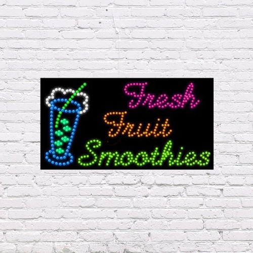 LED Fresh Fruit Smoothies | Light-up Sign | 32"W x 17"H x 2"D | eBay