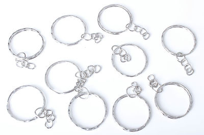 10X Keyring Blanks Silver Key Chains Findings 3 Split Rings -{Buy 3 Get ...