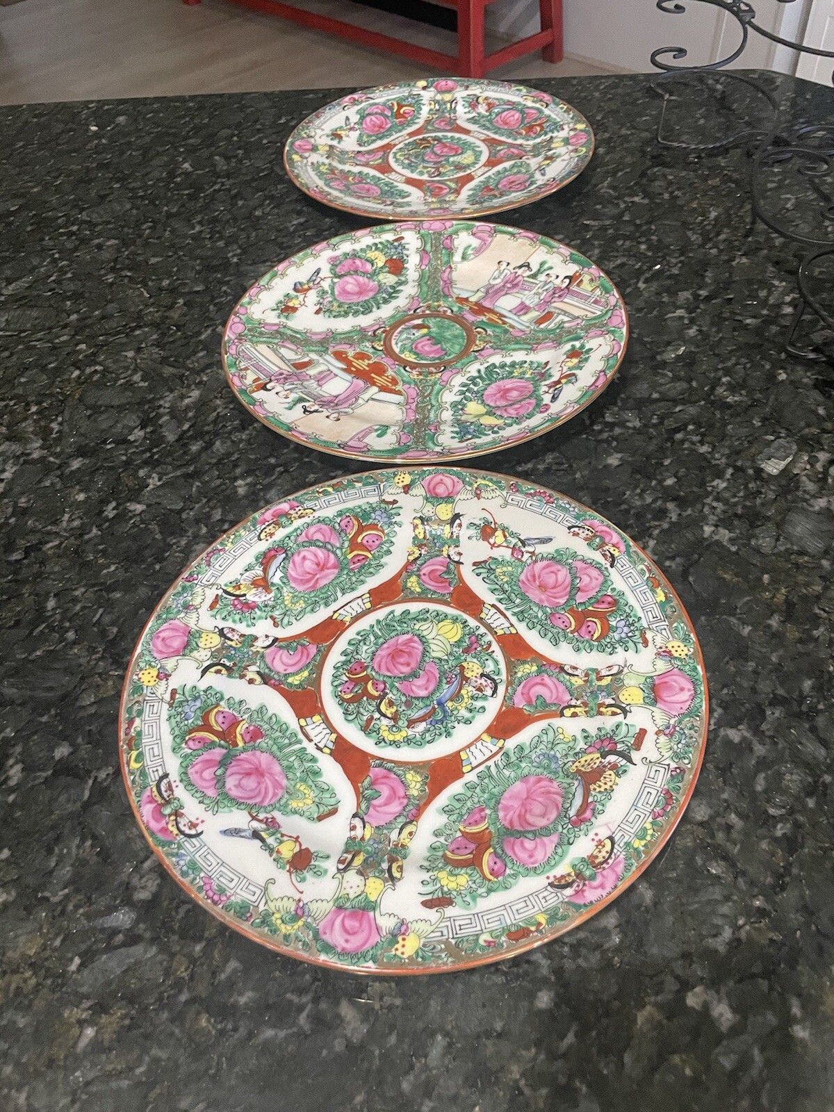 Beautiful Hand Painted Asian Plates 3 Total | eBay