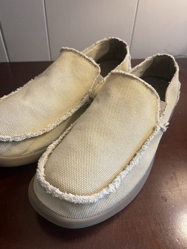 Crocs Santa Cruz 10128 Beige Loafers Frayed Canvas Slip-On Shoes Men's ...