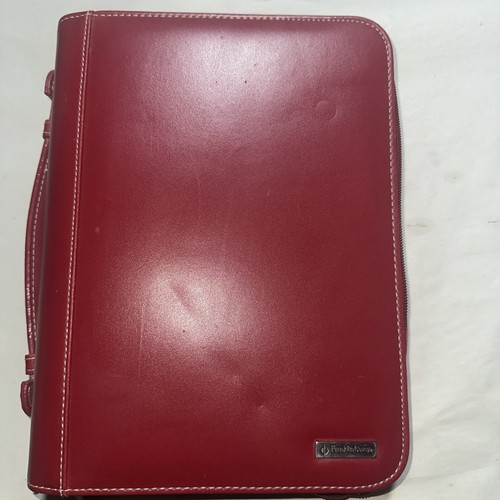 Franklin Covey Classic Planner Binder Organizer Red Leather 7-Ring Zip ...