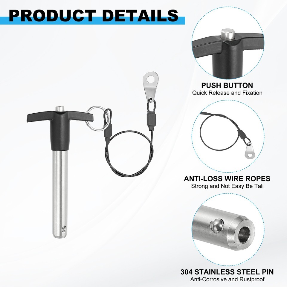1/2"(12mm)x2.4"(60mm) Quick Release Pin Push-Button t Handle Lock Pins ...