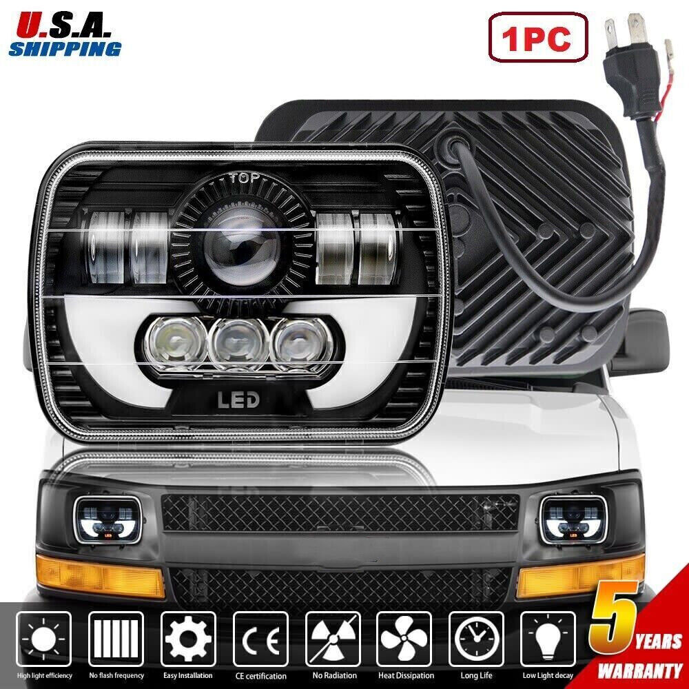 Off-road Square Headlamp 7x6" 5x7" LED Headlight DRL Turn Signal High ...