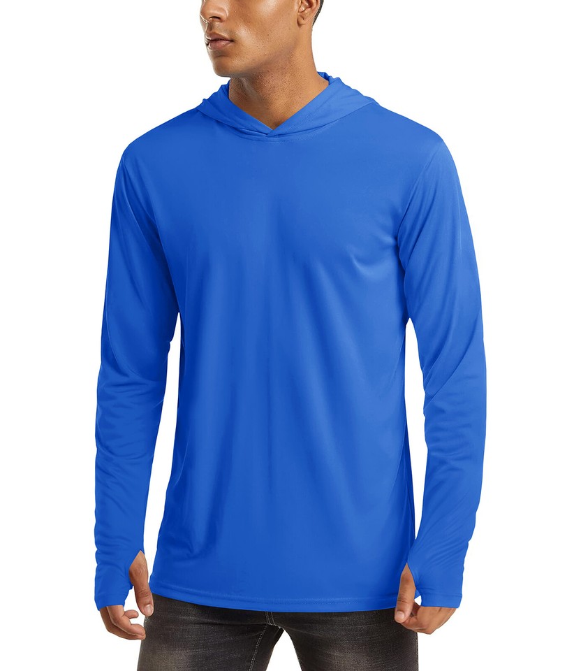 UPF50+ Mens Sun Block Hoodie Long Sleeve Skin Protection Sun Shirts ...