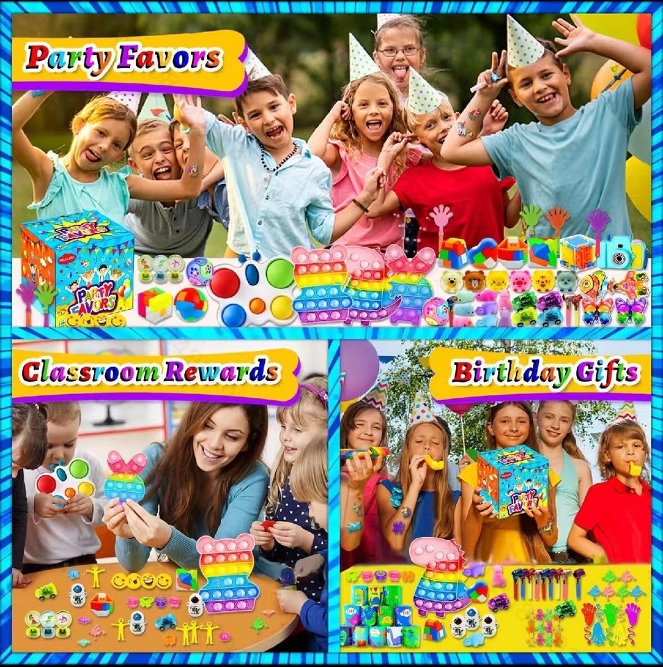 Mega Fidget Toy Assortment 206 Pcs Pop Tubes Sensory Toys Party Favors ...