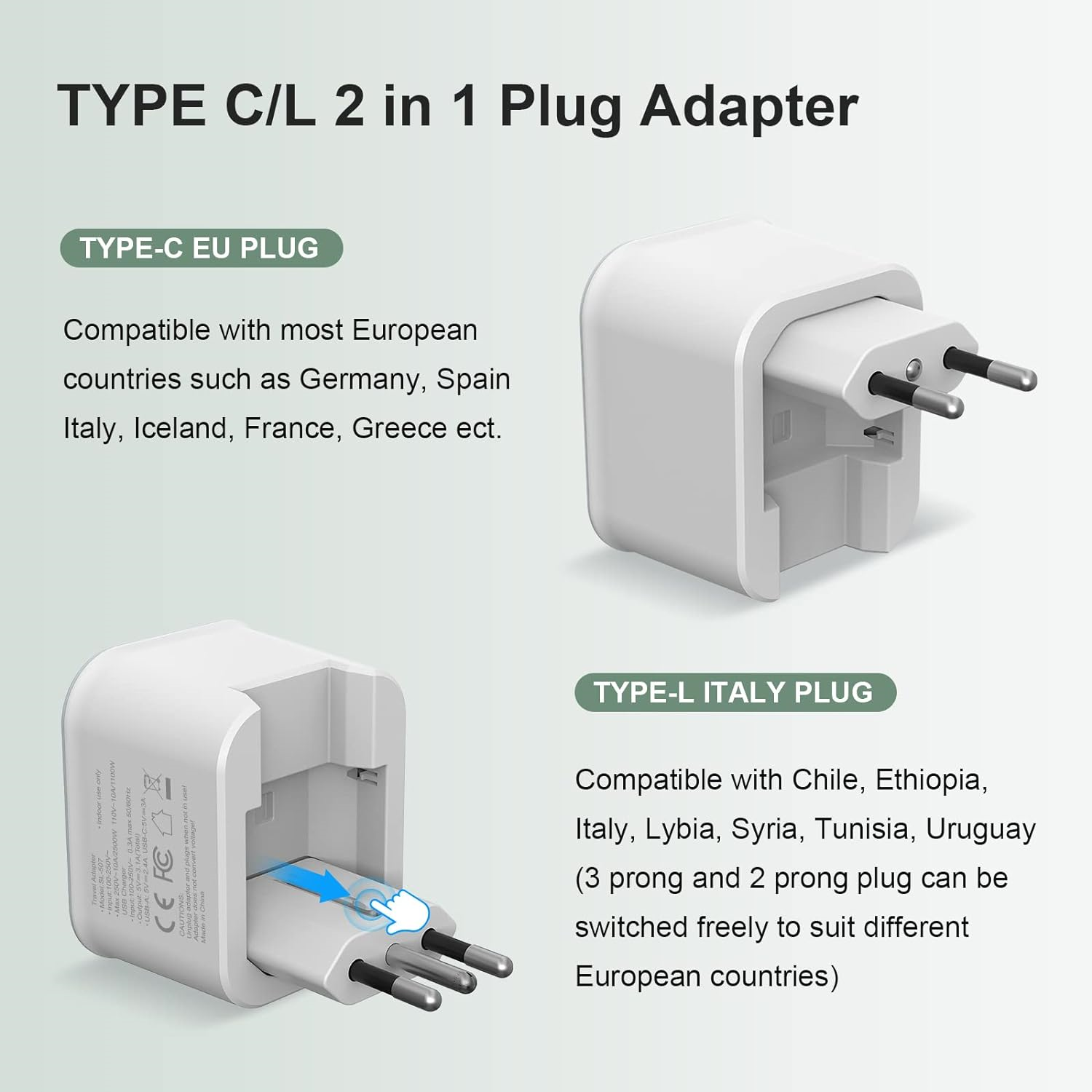 European Travel Plug Adapter Foldable International Power Plug Adapter ...