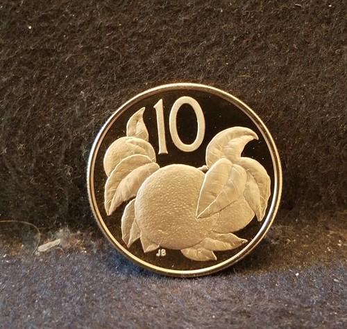 1972 Cook Islands 10 cents, oranges, nice proof, small mintage, KM-4 ...