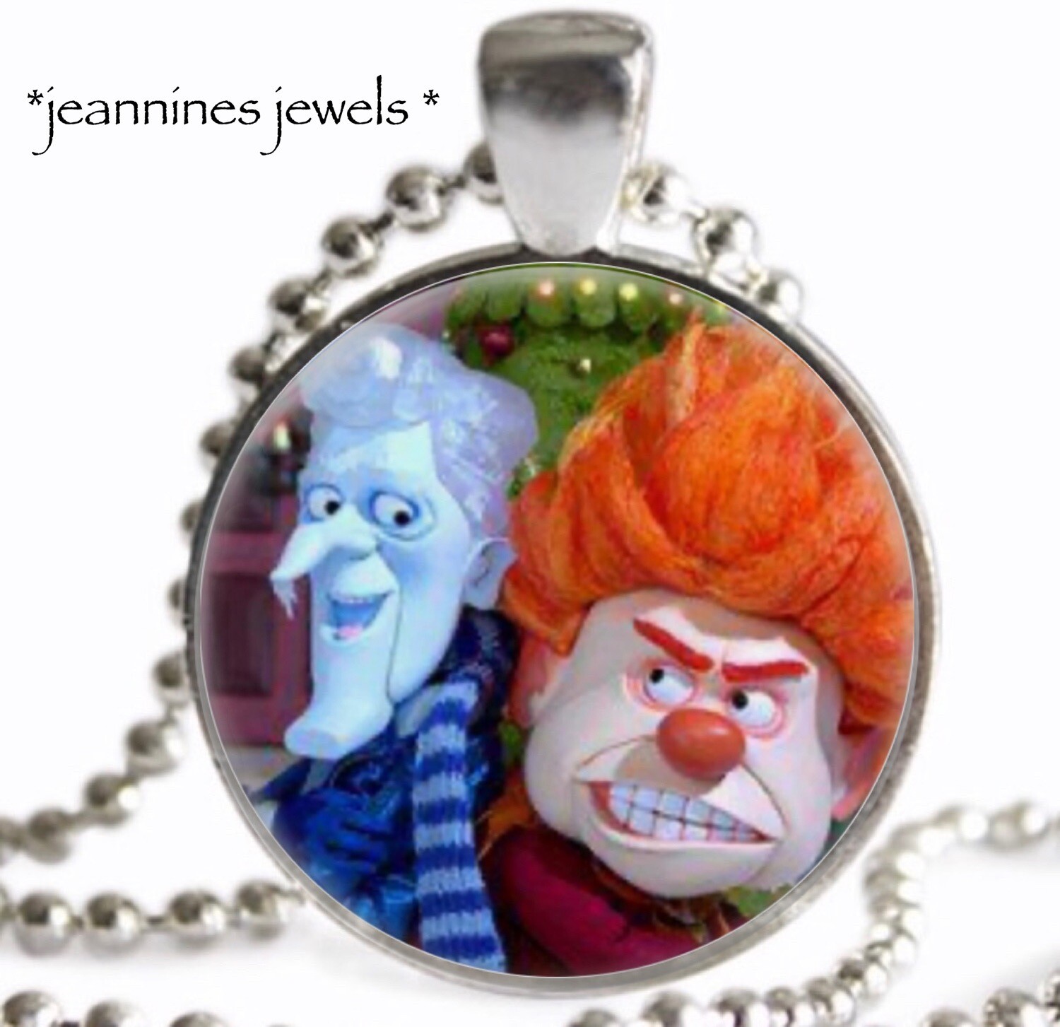 Heat Miser Snow Miser Brothers Silver NECKLACE Christmas Family ...