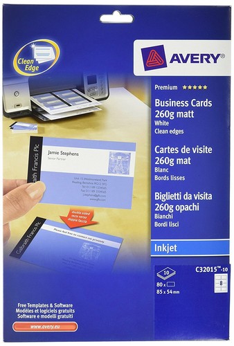 [Ref:C32015-10] AVERY ZWECKFORM Pochette de 80 cartes de visite ( 85x54 ...