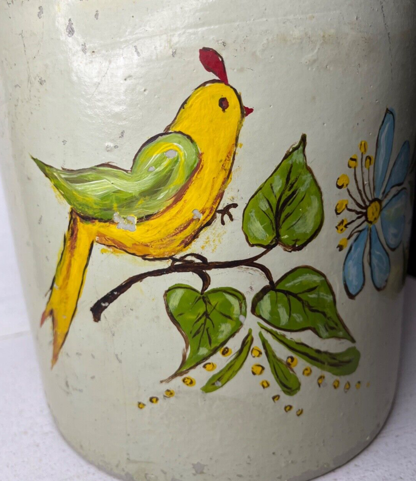 Vintage Antique Stoneware Jug Hand Painted PA Dutch German Folk Art ...