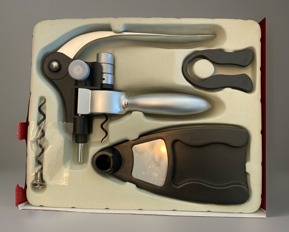 Deluxe Lever - Action Corkscrew Kit Wine Bottle Includes Foil Cutter ...