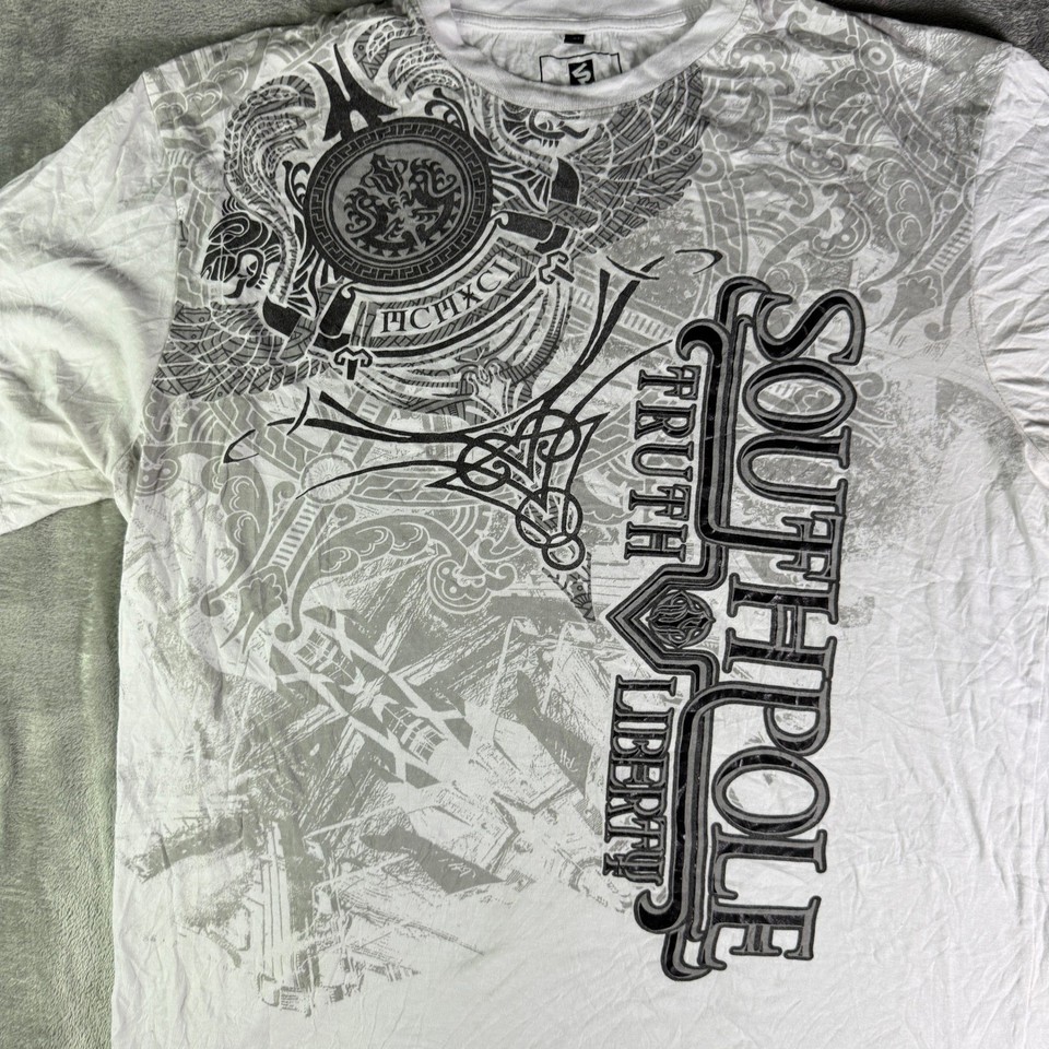 Southpole Graphic T Shirt White XXL Truth Liberty Print Short Sleeve ...