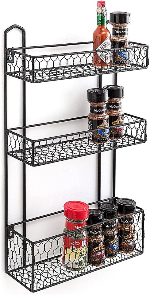 Wall Mounted Metal Chicken Wire 3 Tier Bathroom Shelf Organizer | eBay