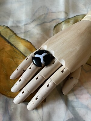 Marvelous Vintage Upcycled Plastic MOD/ Statement Ring - / White ...