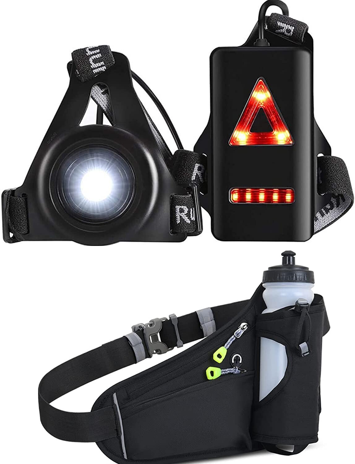 Night Running Lights and Running Waist Packs Combo, Rechargeable LED ...