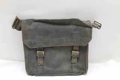 p1908 British black canvas haversack small pack 12in w x 9in h X 2ind ...