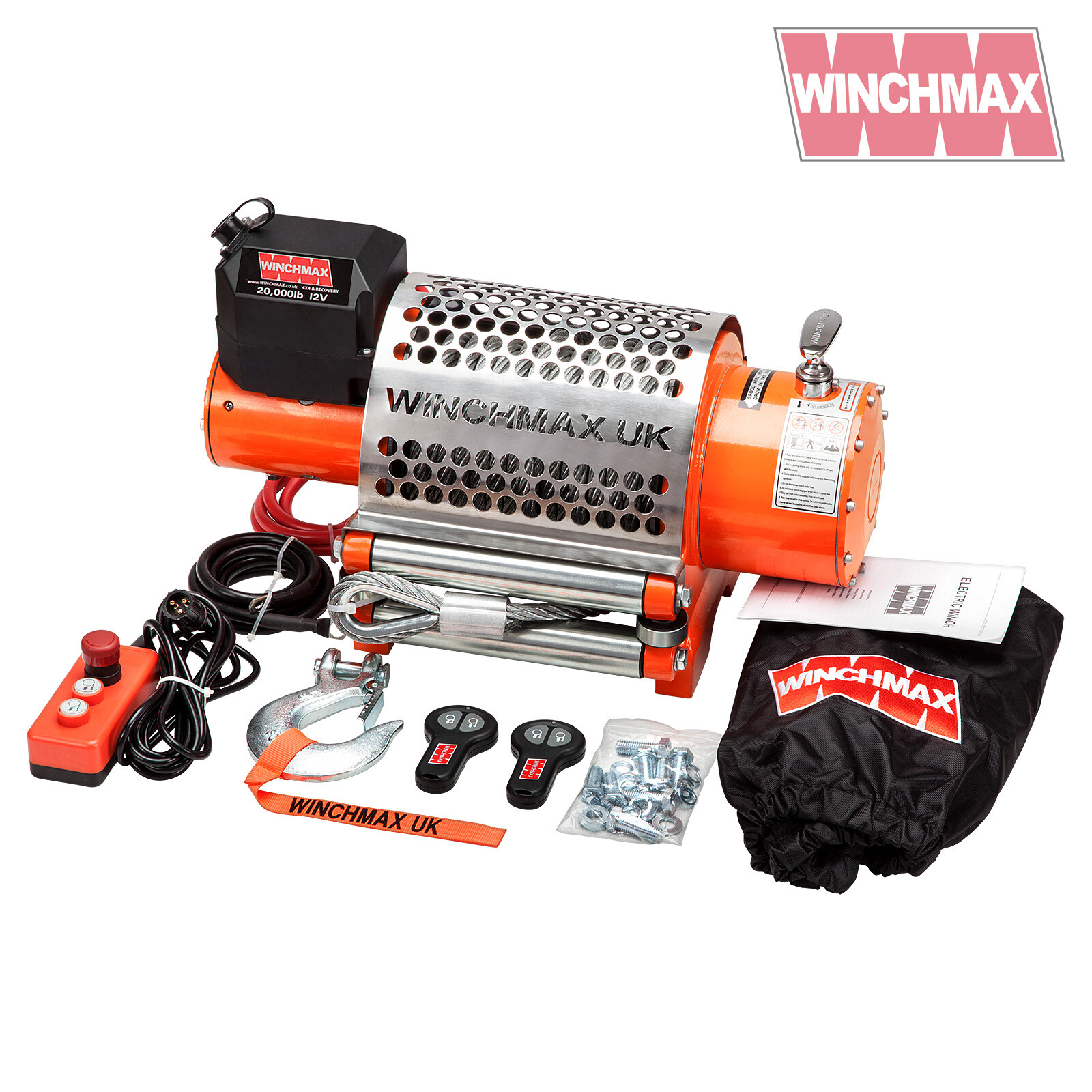 ELECTRIC WINCH 12V RECOVERY 4x4 20000 lb WINCHMAX ORIGINAL ORANGE WINCH ...