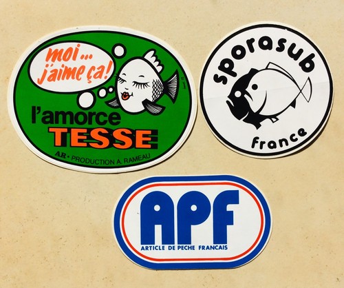 Lot 3 autocollants publicitaire sticker peche poisson canne SPORASUB ...