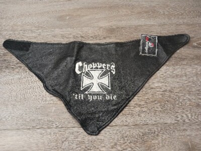 zan headgear Black Leather Face Bandana Choppers Til You Die W/ Cross ...