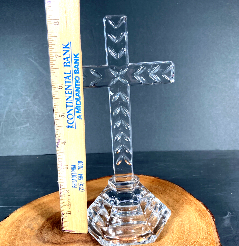 Lead Crystal Christian Cross Glass Imperial Estate Poland Prayer Alter ...