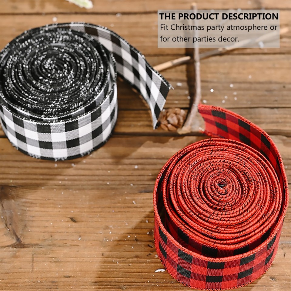 4 PCS Floral Bows Craft Plaid Ribbon Home Rome Decor Gift Present Grid ...