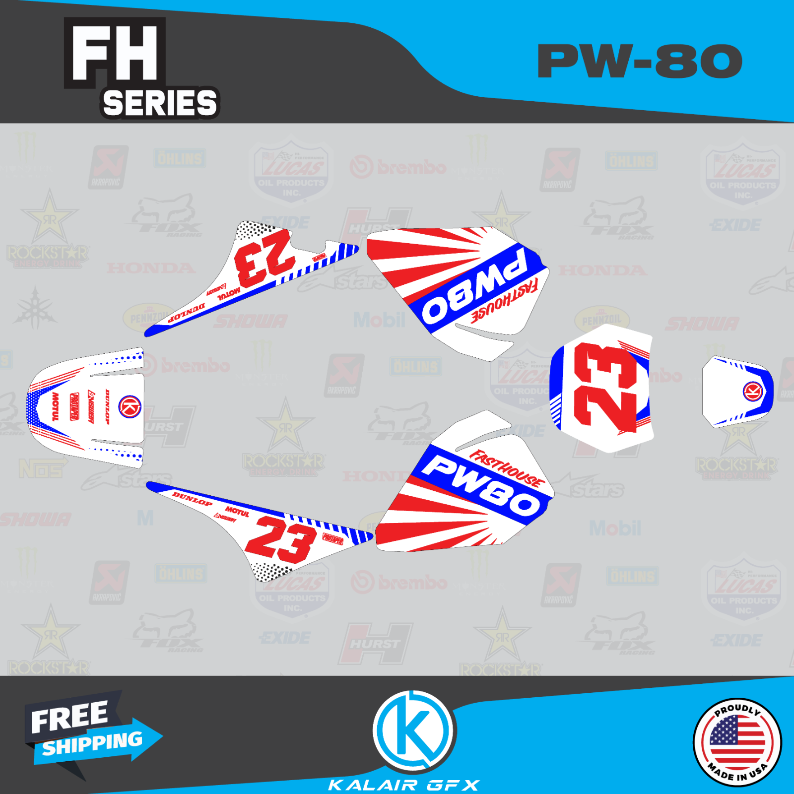 Graphics Kit for Yamaha PW80 (1990-2023) PW-80 PW 80 FH Series - White ...