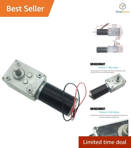 12V 5RPM Self-Locking DC Worm Gear Motor with 35kg.cm Torque for DIY ...