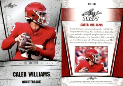 CALEB WILLIAMS 2022 LEAF SILVER NFL ROOKIE USC TROJANS RC RS-16 | eBay