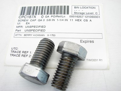 (15) 5/8"-11 X 1-1/4" Hex Head CS 307A-Grade 1 Bolts (T84) | eBay