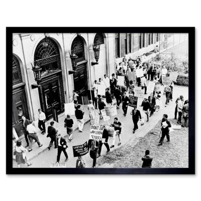 Vintage Civil Rights Protest Jim Crow Columbia University 12X16 Framed ...