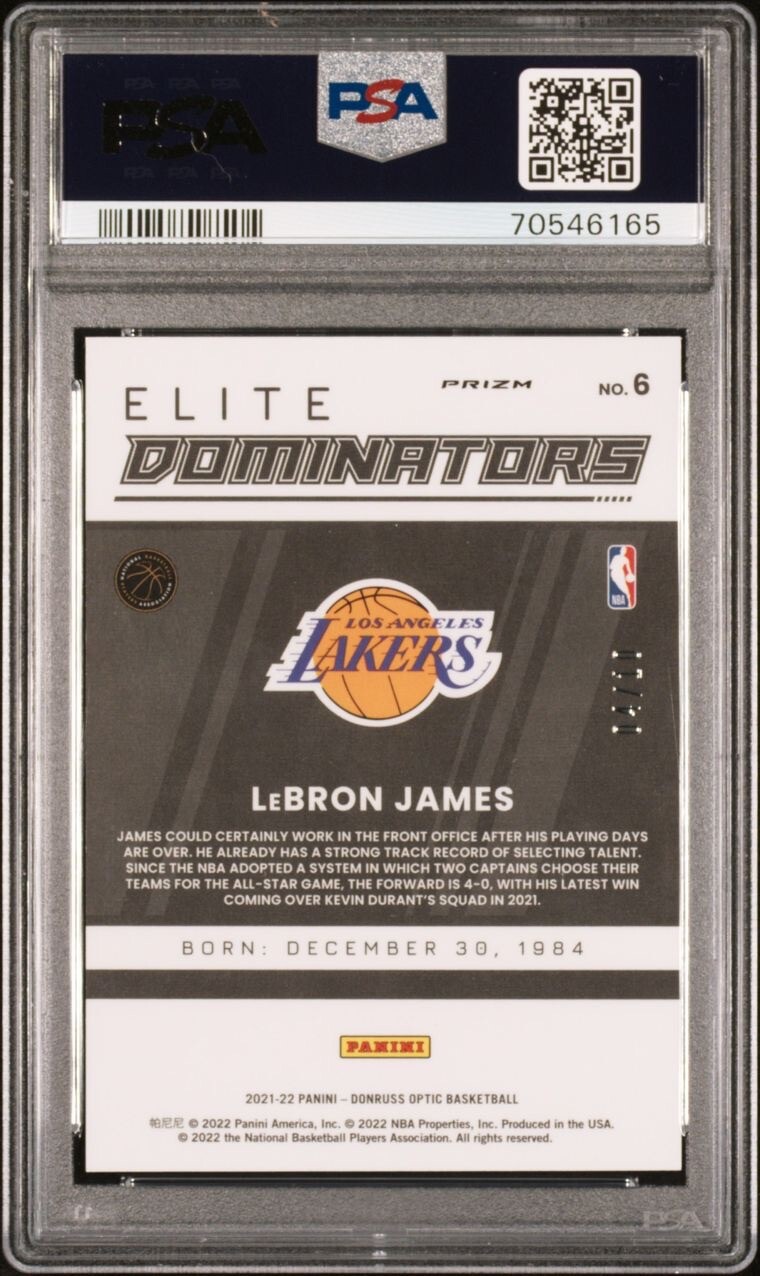 2021-22 Panini Donruss Optic #6 LeBron James Elite Dominators Gold 4/10 ...