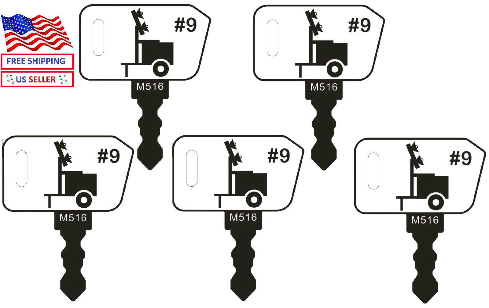 5 Ignition Starter Keys 14644 M516 for Terex Generation 7 Dumptruck ADT ...